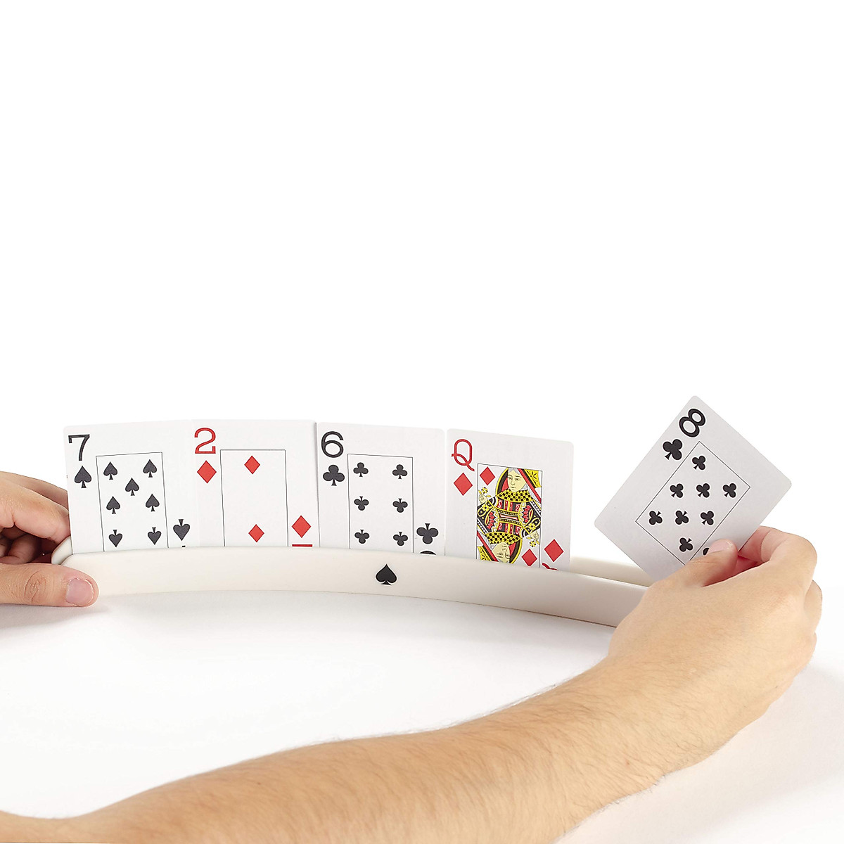 IdeaWorks Arc Playing Cards Holder (Set of 4) | Playing Card Holders for Seniors & Kids Card Holder | Curved Game Card Holder Design Prevents Viewing of Cards | Holds 15 Cards, White