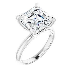10K Solid White Gold Handmade Engagement Ring, 5 CT Asscher Cut Moissanite Diamond Solitaire Wedding/Bridal Rings for Women/Her, Minimalist Anniversary Ring Gifts (5.5)