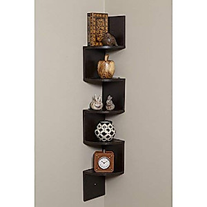 OneSpace 5 Tier Large Corner Wall Mount Shelf, Black