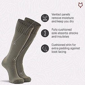 Fox River Wick Dry Socks for Men Extra Cushioned Mid Calf Boot Socks for Stuffy Free, Super Comfy and Fresh Feet - Foliage Green - X Large (6078)