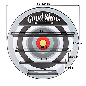Lily’s Home Bullseye Archery Sports Inspired Shot Glass Wall Display Shelf | Shot Glasses Not Included | 17.5 Inch