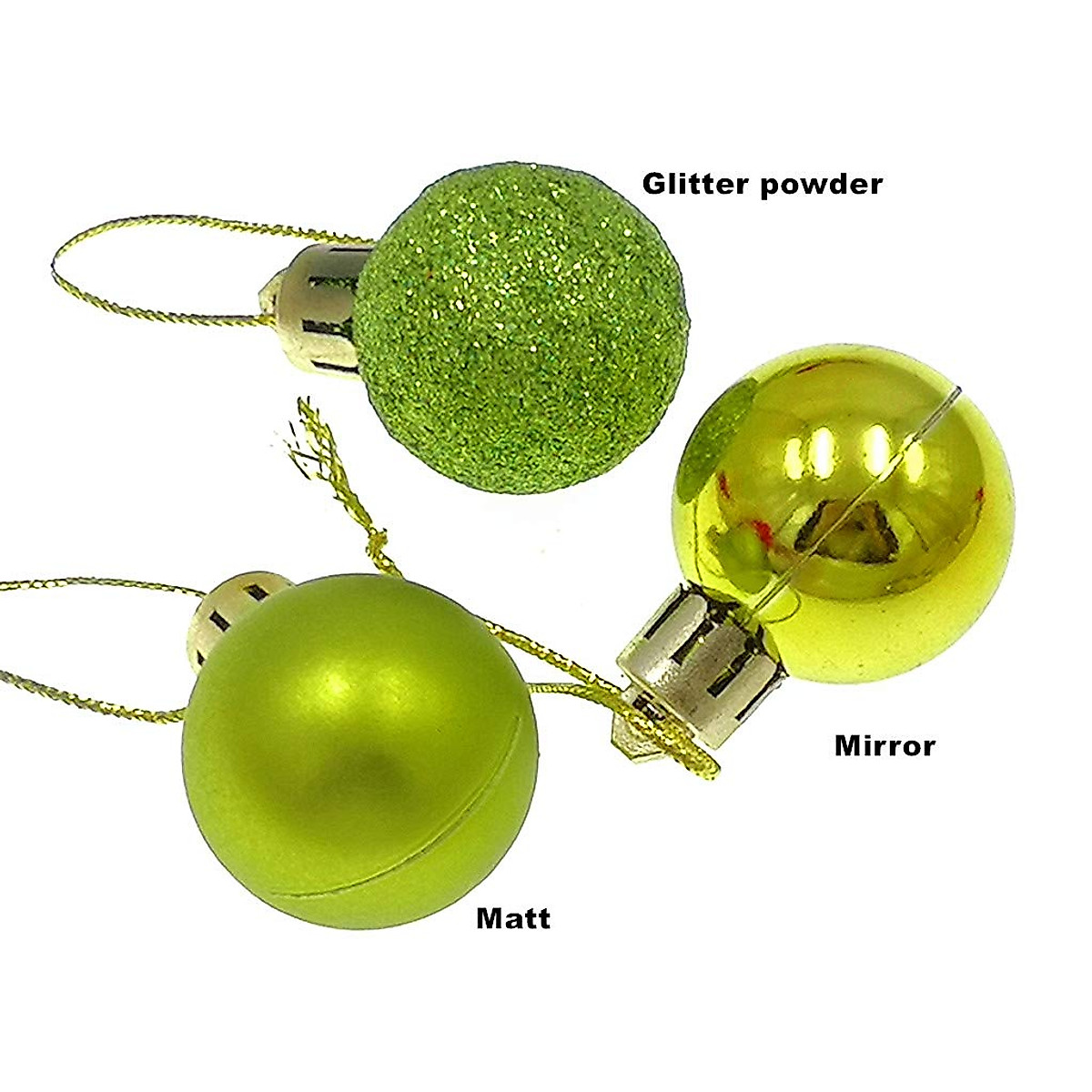 ALIMITOPIA 24pcs Christmas Ball Baubles 1.2 inches Shatterproof Plastic Hanging Balls Pendant for Xmas Tree Decoration (Tiny Size;Lime Green)