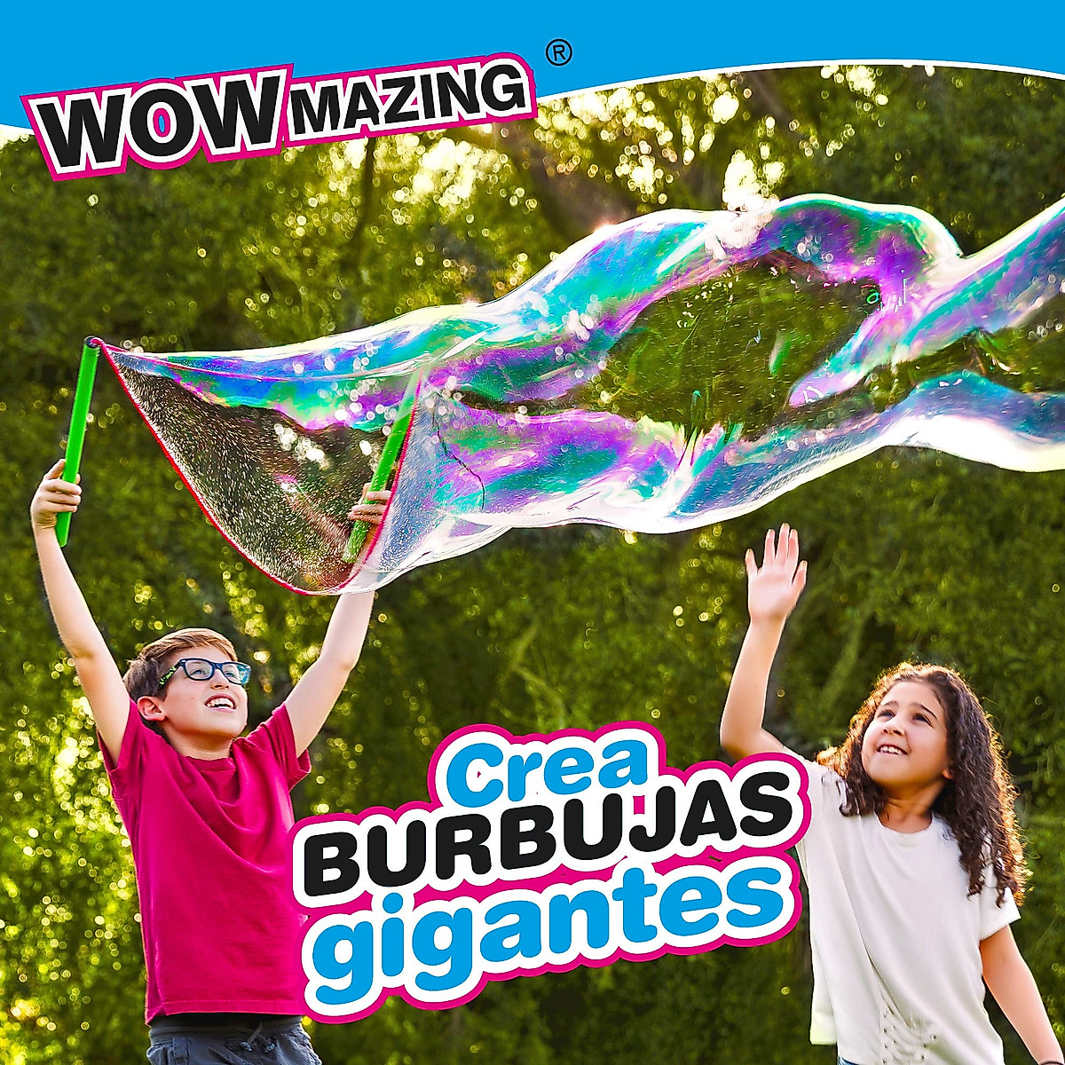 WOWmazing Giant Bubble Powder Kit: Include Large Bubble Wand and 3 ...