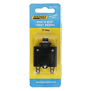 SEACHOICE 13131 Push Button Circuit Breaker 15A, Black