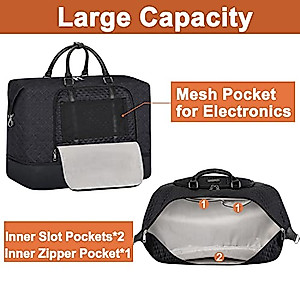 Travel Weekender Bag for Women Overnight Bag with Shoe Compartment Oversized Travel Duffel Bag Carry On Tote with Trolley Sleeve 21" for Weekend Travel Business Trip