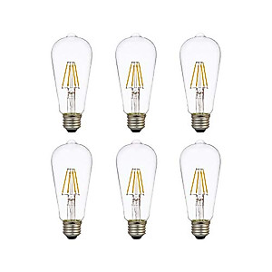 SYLVANIA LED TruWave Natural Series ST19 Edison Light Bulb, 60W Equivalent Efficient 7W, Dimmable, Clear, 2700K, Soft White - 6 Pack (40908)