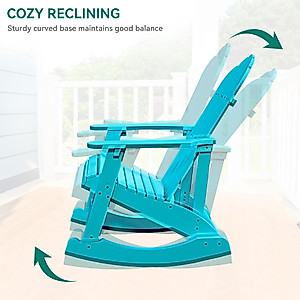 YITAHOME Outdoor Rocking Adirondack Chair, Heavy Duty Plastic Rocking Chairs with Rotatable Cup Holder, Oversized Rocker Chair for Garden Lawn Yard Patio Deck Backyard Pool Porch Beach Fire Pit