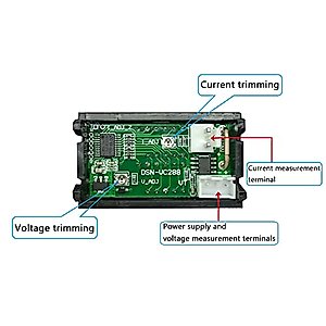Digital Voltmeter and Ammeter 100V 10A, Volt Meter Led Display 3 bits Red and Blue, Voltage and Current Monitor of The Electronic Circuit, Measure Instrument