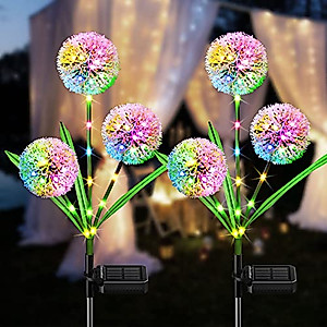 KELME Solar Outdoor Lights Decorative, 2 Pack Solar Garden Dandelion Lights Garden Decor with 36 LED & 2 Working Modes, IP65 Waterproof Outdoor Lights Solar Powered for Pathway, Yard, Lawn Decoration