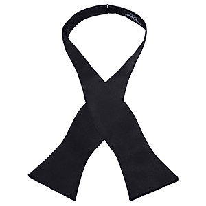 S.H. Churchill & Co. Men's Self-Tie Satin Bow Tie - Faux Silk for Wedding Tuxedo (Black)