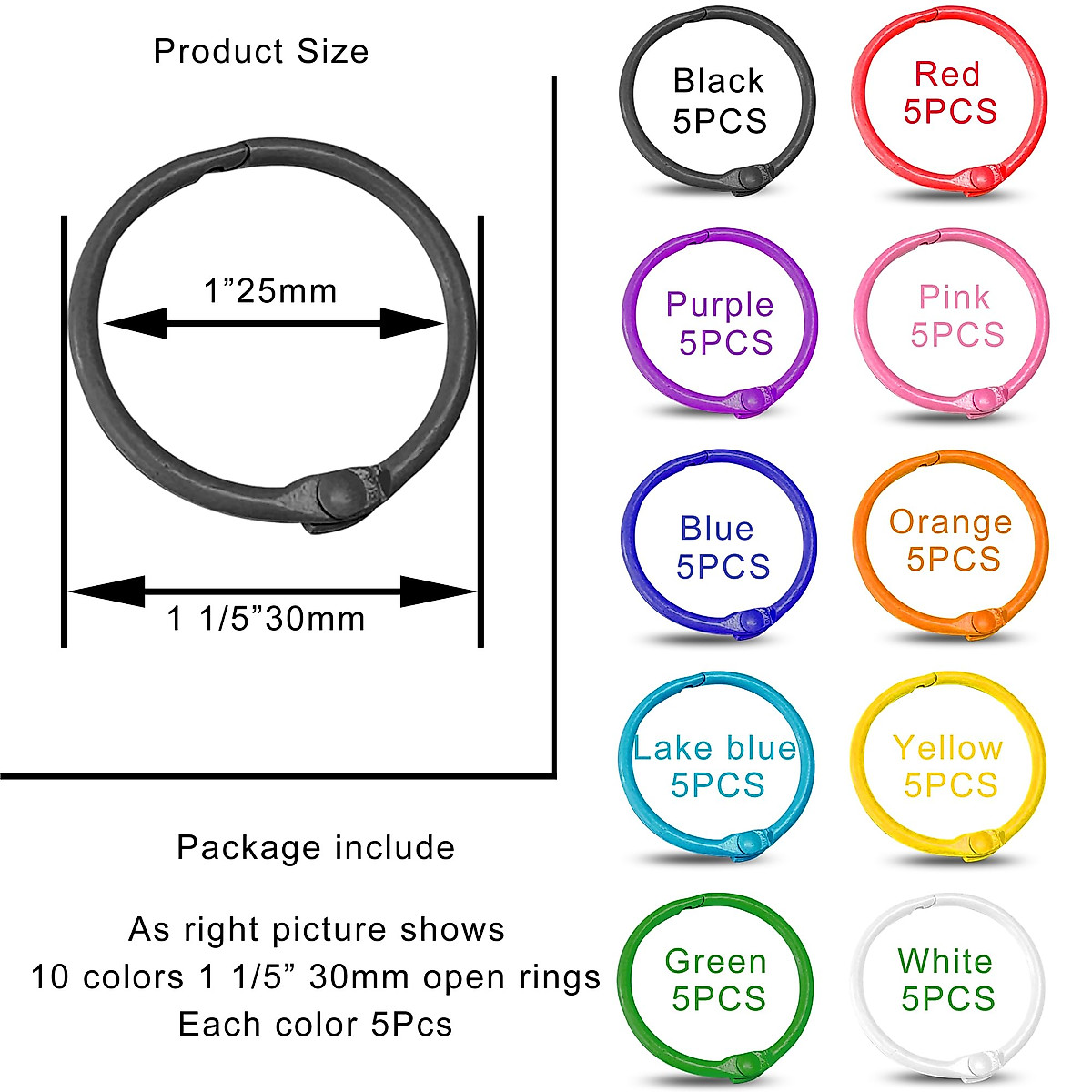 Keychains or Key Rings, Loose Leaf Binder Rings for Key Chains, Card Rings, Clip Rings for Book Rings, School, Home or Office (50Pcs 1 inch)