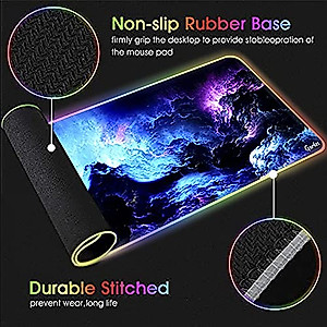 RGB Gaming Mouse Pad, Gerlos Large Extended Soft Led Mouse Pad with 12 Lighting Modes 2 Brightness Levels, Water Resist Keyboard Pad, Computer Keyboard Mousepads Mat 800 x 300mm / 31.5×11.8 inches