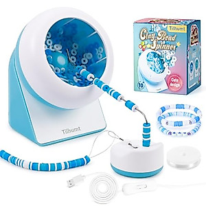 Tilhumt Bead Spinner, Clay Beads Spinner for Making Cute Friendship Bracelets, Electric Bead Spinner for Jewelry Making, Automatic Bracelet Maker with Needles and Thread, Gift for Girls