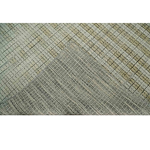 Artisan's Arc Checkered Scandinavian Hand Made Blended Wool Flatwoven Area Rug, Camel, Beige and Gray, 8x10 | KE16810