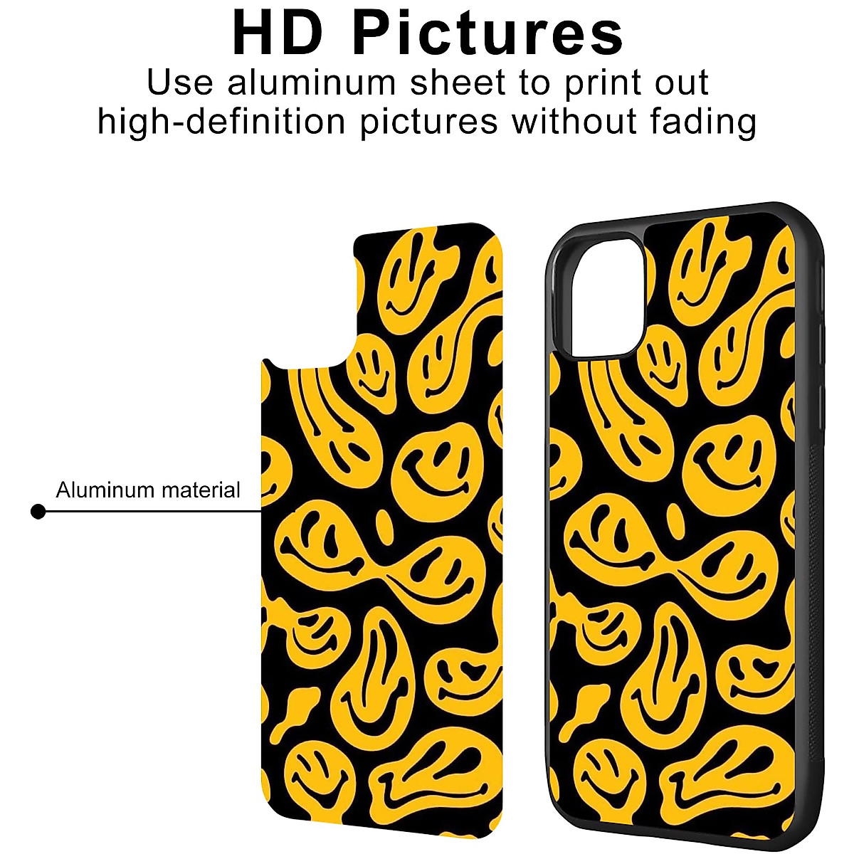Myrauv for iPhone XR Lovely Case Yellow Trippy Cute Face Print Shockproof Protective Cases Soft TPU Hard Back Anti-Scratch Cover for iPhone XR