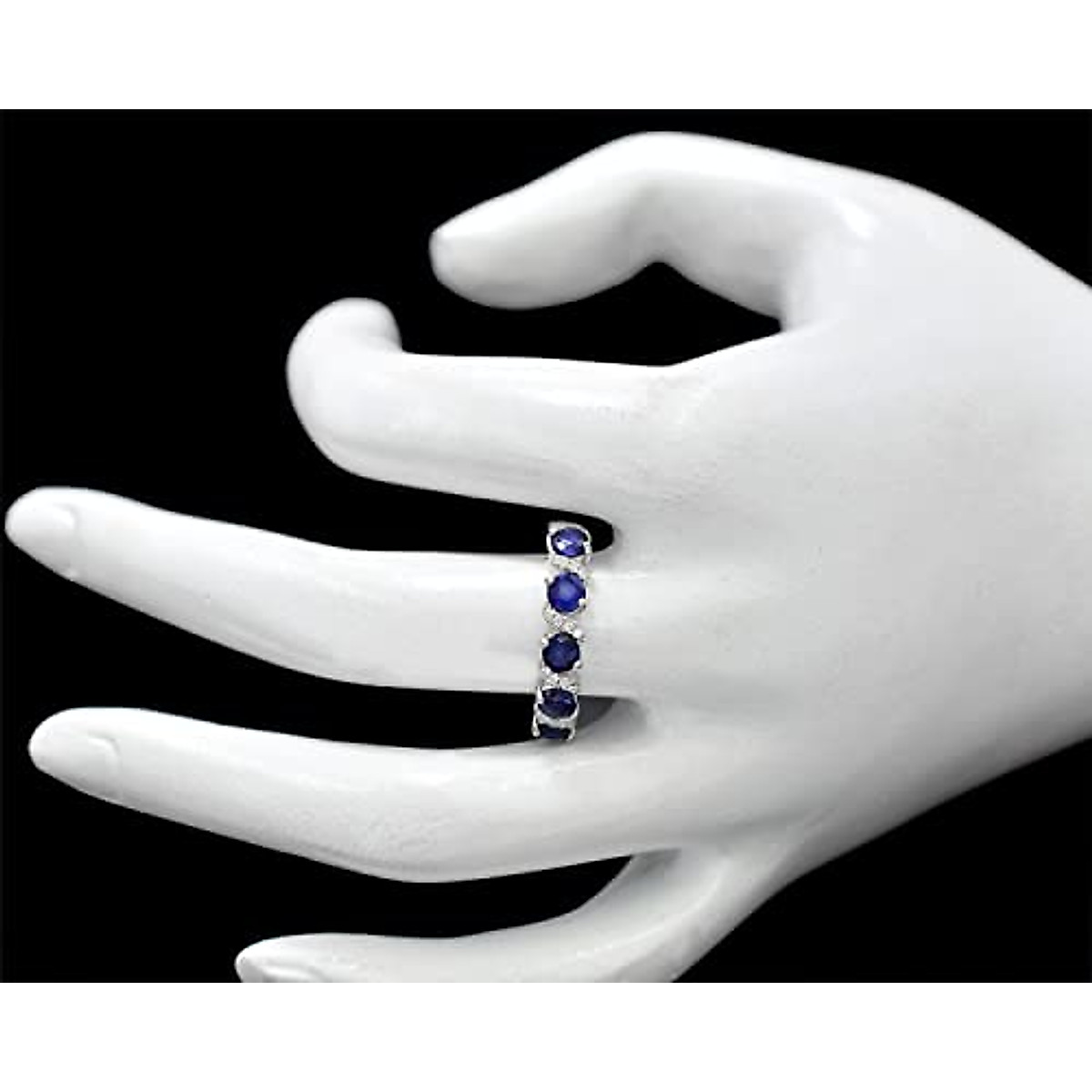 4 MM Natural Blue Sapphire Ring 925 Sterling Silver September Birthstone Cluster Ring Sapphire Jewelry Art Deco Ring Engagement Gift For Girlfriend (RG-7798) (Yellow Gold Plated Silver, 8 US)