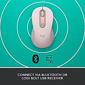 Logitech Signature M650 Wireless Mouse - For Small to Medium Sized Hands, 2-Year Battery, Silent Clicks, Customizable Side Buttons, Bluetooth, for PC/Mac/Multi-Device/Chromebook - Rose