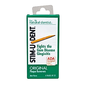 Stim-U-Dent Plaque Removers, Mint Flavor 4-25 Packs [100 Picks] (Pack of 10)