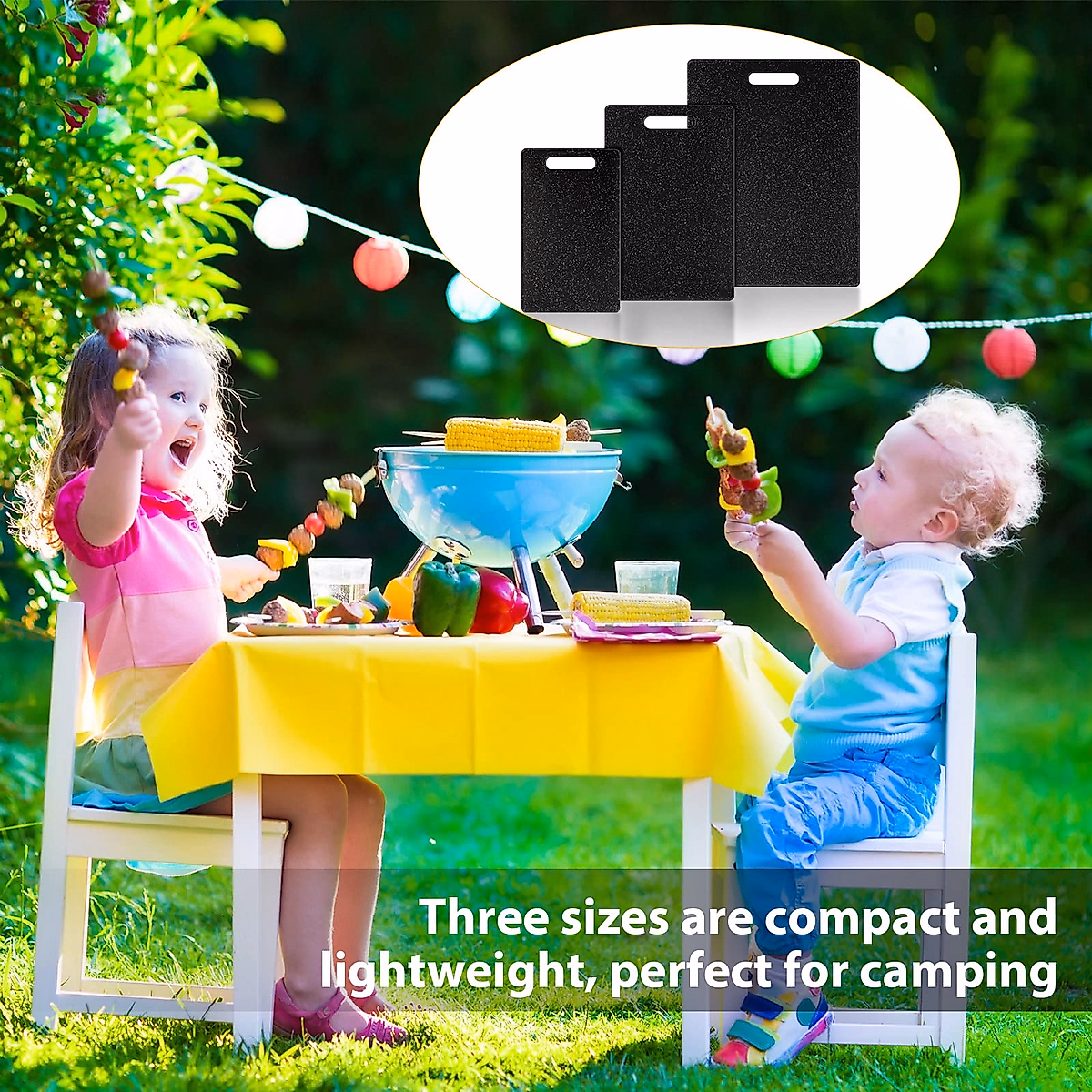 Plastic Cutting Board Set of 3, Kitchen Cutting Board, Dishwasher Safe, Easy to Clean and Grip Chopping Boards for Meat Veggies, 3 Size (Black)