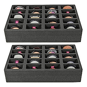 Polar Whale 2 Large Compact Organizer Stands Premium Durable Black Foam Tray Washable Waterproof Insert Storage for Home Bathroom Bedroom Cosmetic 16 x 11 x 3 Inches 20 Compartments