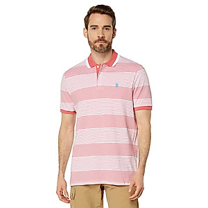 U.S. Polo Assn. Yarn-Dye Stripe Pique Polo Coral Shell Heather MD