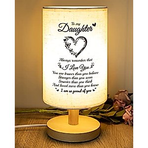 SOUHONEY Daughter Gifts from Mom Dad Table Lamp - Best Birthday Gifts for Daughter Fabric Wooden Desk Lamp - Christmas Gifts for Bedroom Living Room Graduation Season Gifts for Daughter