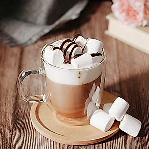 BTaT- Insulated Coffee Mugs, Glass Tea Mugs, Set of 4 (12 oz, 350 ml), Double Wall Glass Coffee Cups, Tea Cups, Latte Cups, Glass Coffee Mug, Beer Glasses, Latte Mug, Clear Mugs