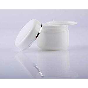 8 Oz (250ml) White Plastic Cosmetic Jars with Inner Liners and Dome Lids Refillable Make-up Cosmetic Containers Pot Case for Scrubs Oils Salves Creams Lip Balm Lotions Nail Accessories Pack of 6