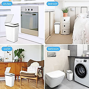 jinligogo 2Pack Bathroom Small Trash Can with Lid Touchless Automatic Garbage Can, 2.2 Gallon Slim Waterproof Motion Sensor Smart Trash Bin for Bedroom, Office, Living Room (Grey)