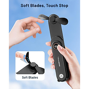 SWEETFULL Portable Handheld Mini Fan with LED Display, 2-in-1 Personal Foldable USB Rechargeable Hand Held Fan & Flashlight for Travel, Lash Eyelash, Cute Small Pocket Fan for Women, Girls