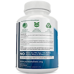 Calcium Citrate 1000mg - 365 Vegan Capsules not Tablets with Added Parsley, Dandelion and Watercress - Without Vitamin D - Made in The USA by Purely Holistic