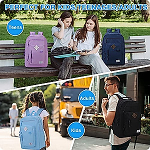 VONXURY 2 Compartments School Backpack and 52 Slots Pencil Case Bundle Black