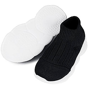Baby Shoes Girls Boys Toddler Socks Breathable Baby Slippers Infant First Walking Sneaker Non Slip Soft Rubber Sole,Black