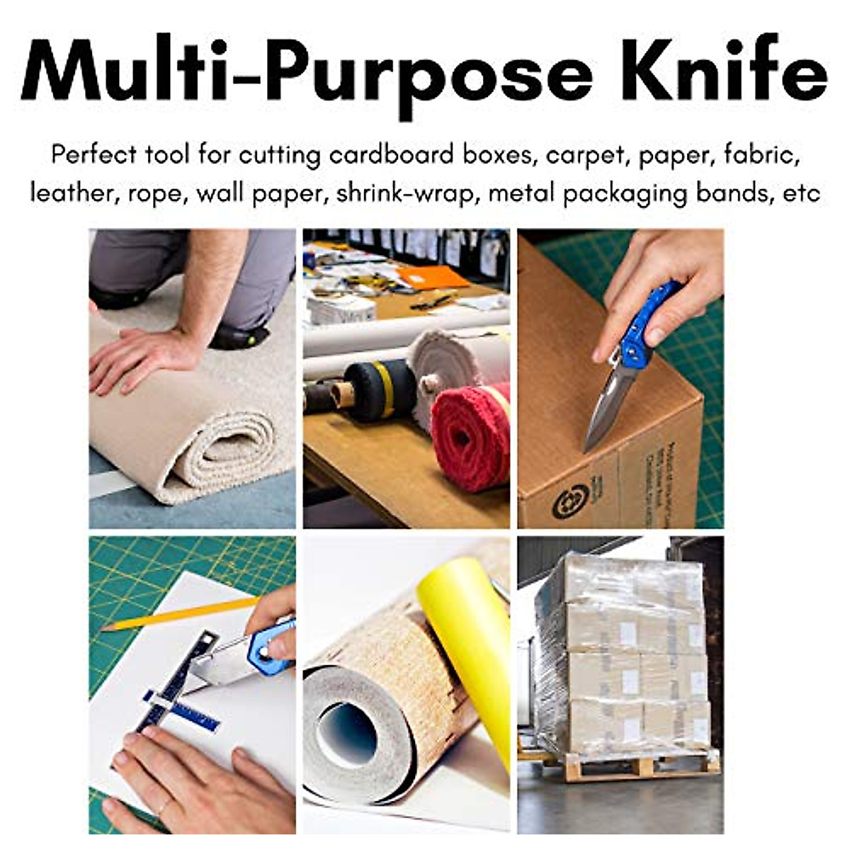 BirdRock Home Premium Folding Utility Knife with Sport Blade – Small Compact Pocket – Folding Box Cutter Tool – 3 Extra Razor Blades – Cut Cardboard Boxes – Locking Safety Knife Set – Heavy Duty