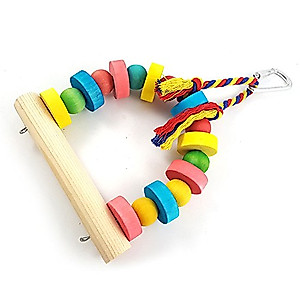 gLoaSublim Bird Toys, Bird Parrot Bright Color Swing Wood Pet Play Toy Climbing Cage Hanging Decor - Random Color