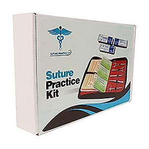 Suture Practice Kit w Suturing Guide E-Book,[Large Case Large Pad & Variety of Sutures w Slots] 4th Gen Pad, Tools Suture Needles by Medical Professionals for Residents Med Dental Vet School Students