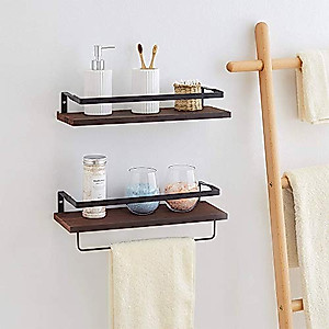 Coral Flower Floating Wall Mounted Shelves for Kitchen, Bathroom,Set of 2, 16.1inch, Carbonized Black