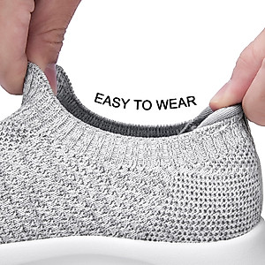 Zefani Walking Shoes for Women Slip On Mesh Sneakers Breathable Casual Shose Lightweight Tennis Shoes Comfortable Athletic Shoes for Gym Travel Work Grey 8.5 M US