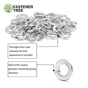 FASTENER TREE M10 Split Lock Washers, 304 Stainless Steel Spring Lock Washer for Bolts 50PCS