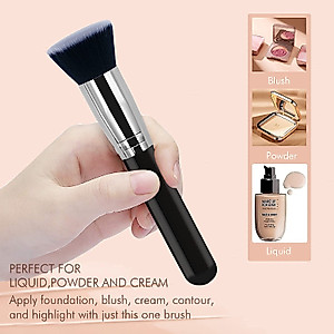 Flat Top Kabuki Foundation Brush By Raffaello - Premium Makeup Brush for Liquid, Cream, and Powder - Buffing, Blending, Flawless Face Brush