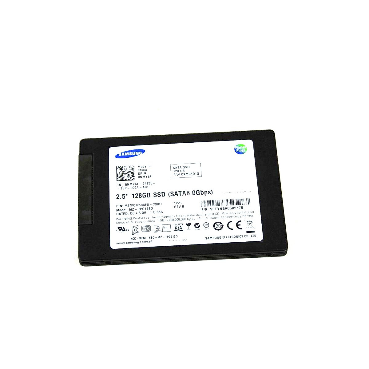 Genuine Samsung 2.5" 128GB SSD SATA 6.0Gbps Hard Drive MZ-7PC128D 0NMY6F MZ7PC128HAFU