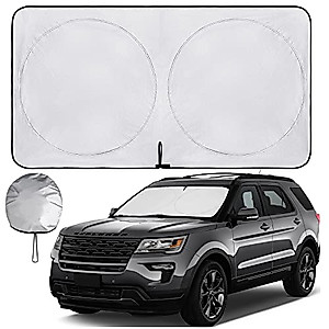 Windshield Sun Shade - Car Sun Shade Windshield, Foldable UV Ray Reflector Car Shade Front Windshield, Sun Visor for Car Keeps Your Vehicle Cool, for Most Sedans SUV and Trucks - Large 63 x 35.5 in