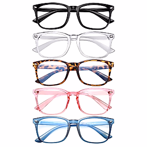 AIMISUV 5 Pack Reading Glasses for Women Men, Blue Light Blocking Computer Readers UV Glare(Multicolor, 1.5x)