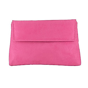 LONI Womens Charming Clutch Purse Shoulder Cross-body Bag Faux Suede in Hot Pink Fuschia