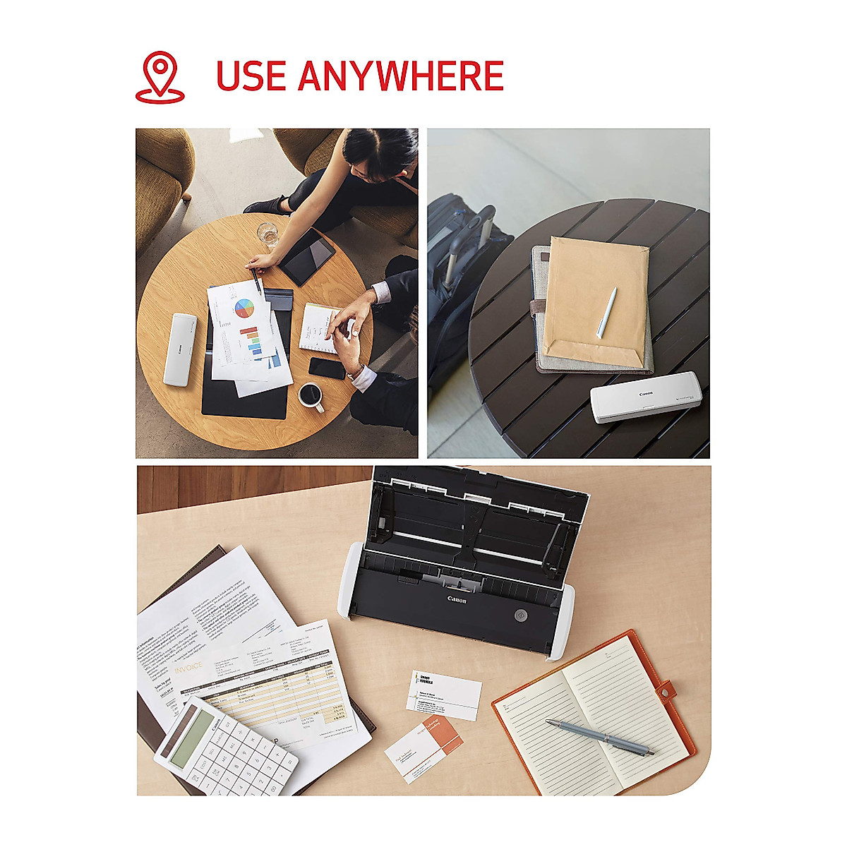 Canon imageFORMULA R10 Portable Document Scanner, 2-Sided Scanning with 20 Page Feeder, Easy Setup For Home or Office, Includes Software, (4861C001)