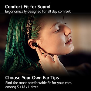 LG Tone Style HBS-SL5 Bluetooth Wireless Stereo Neckband Earbuds with True Wireless Bluetooth Earbuds T90 - Adaptive Active Noise Cancelling Earbuds with Dolby Atmos, Black, Small