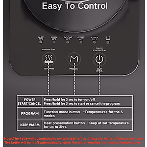 Electric Kettle with 5 Variable Presets,1200W Pour Over Coffee Kettle for Coffee & Tea, 27Oz Gooseneck Water Heater Electric with Auto Shutoff Boil-Dry Protection, 0.8L, Black