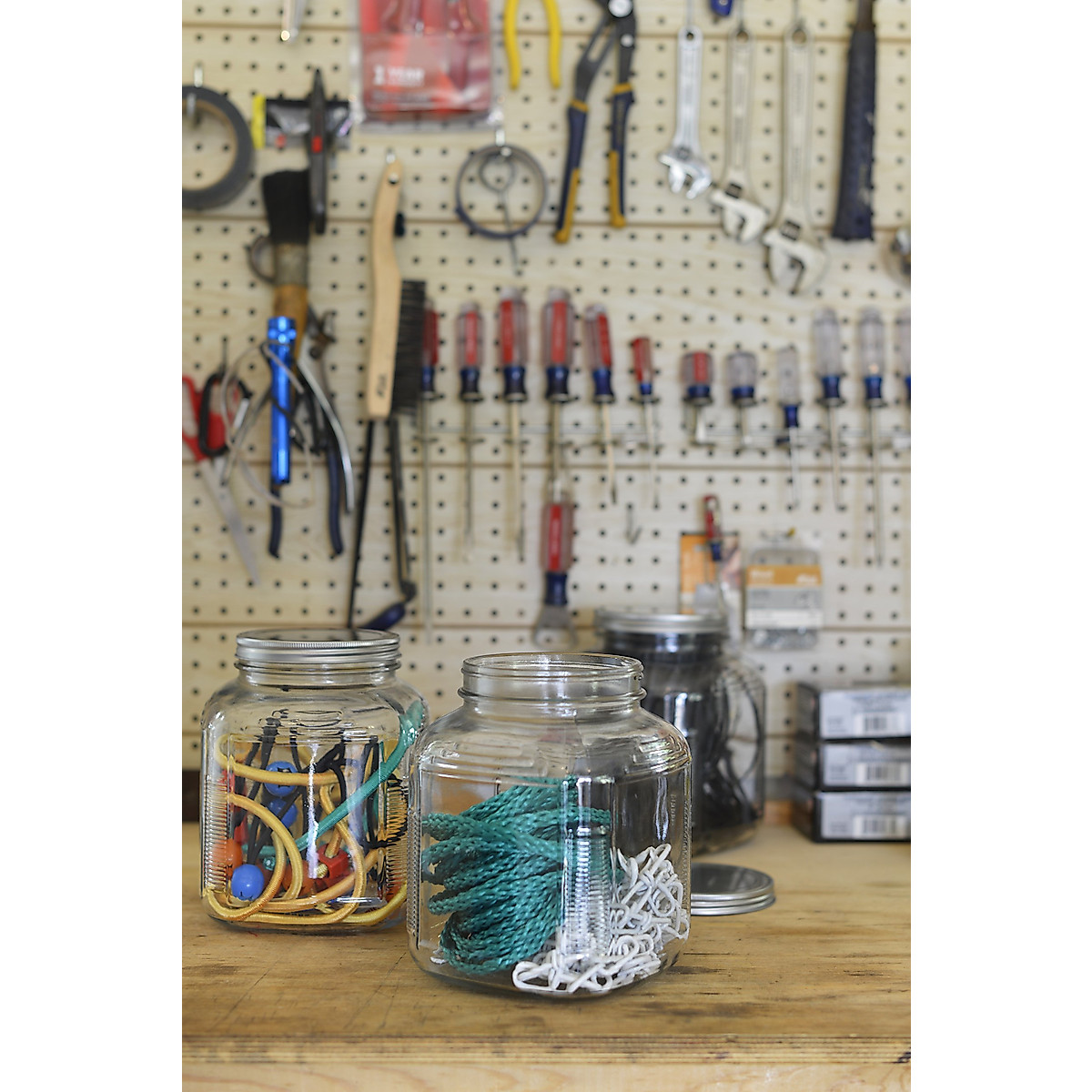 Anchor Hocking 1-Gallon Cracker Jar with Lid, Brushed Aluminum, Set of 4