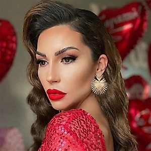 TIANHONGYAN Bohemian Heart Dangle Earrings Studs Gold Star Statement Earrings Flower Geometric Exaggerated Fan-Shaped Earrings Punk Minimalist Ear Jewelry for Women (Gold)