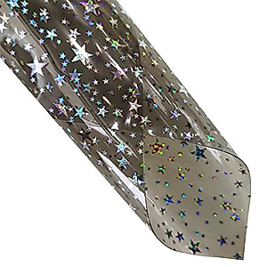 Super Clear Glitter Star PVC Leather Roll, Transparent Star Printed Synthetic Leather 0.5mm Thickness for DIY Projects Sewing Craft 12 inches x 53 inches (Gray), 12 inches x53 inches , XHT-284A
